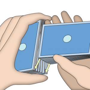 Riffle shuffle without bending – Pteragony